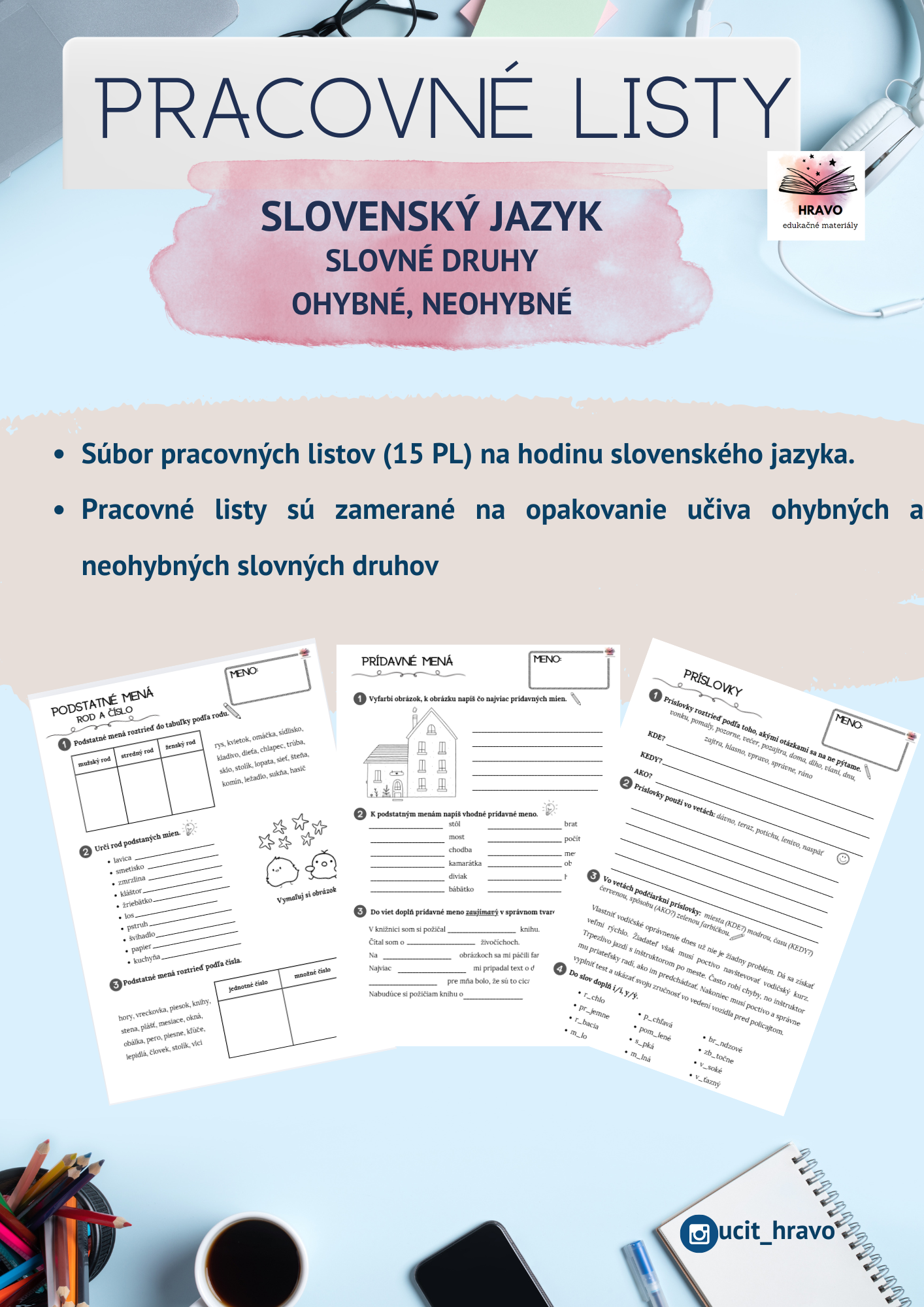 Pracovné listy slovné druhy - Slovenský Jazyk | UčiteliaUčiteľom.sk